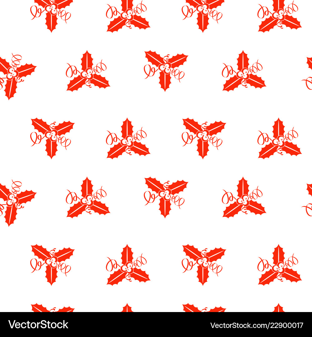 Holly berry seamless happy christmas pattern Vector Image