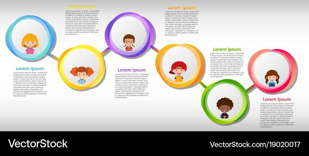 Infographic design with many children Royalty Free Vector