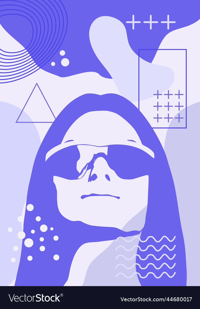 Portrait Of Beautiful Woman Wearing Sunglasses Vector Image