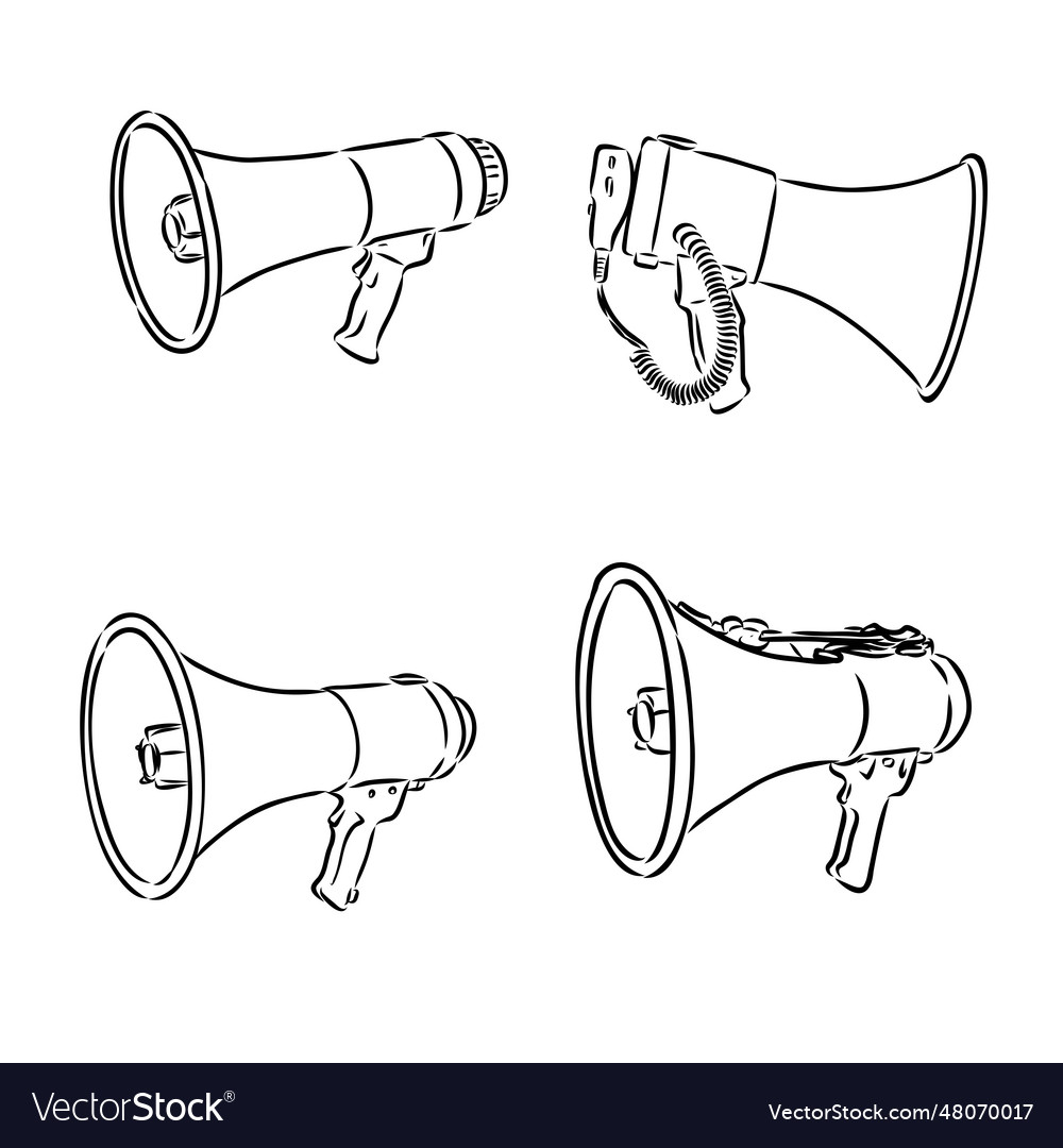 Retro hand drawn megaphone realistic sketch Vector Image