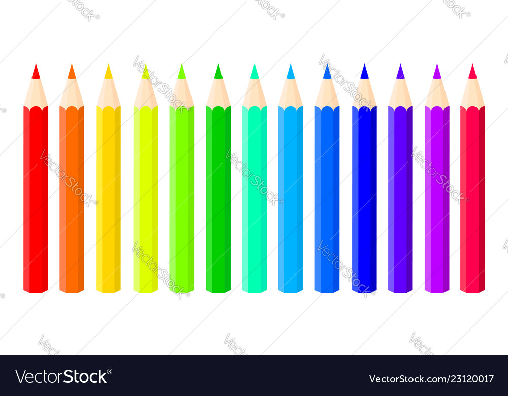 Set of bright color pencils on white stock Vector Image