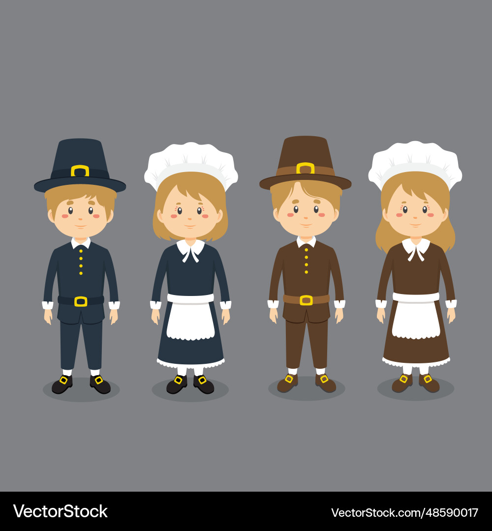 Set of thanksgiving character Royalty Free Vector Image