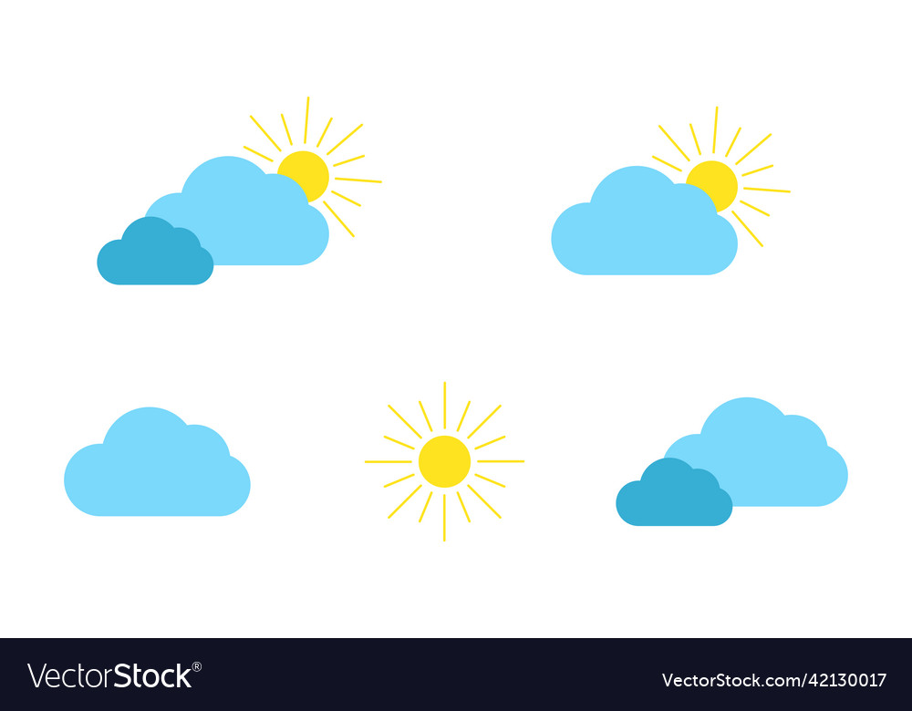 Set with different weather icons icons of sun Vector Image