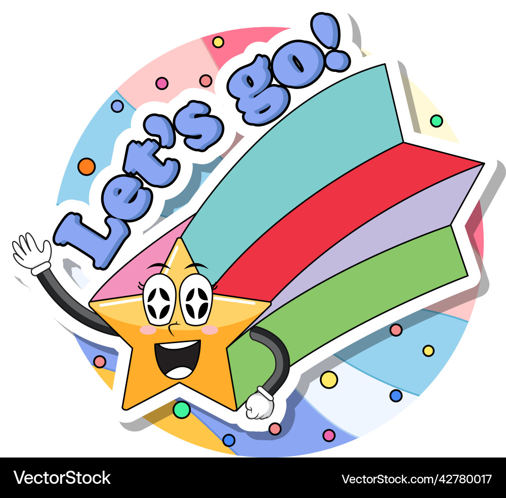 Shooting star logo with the word lets go Vector Image