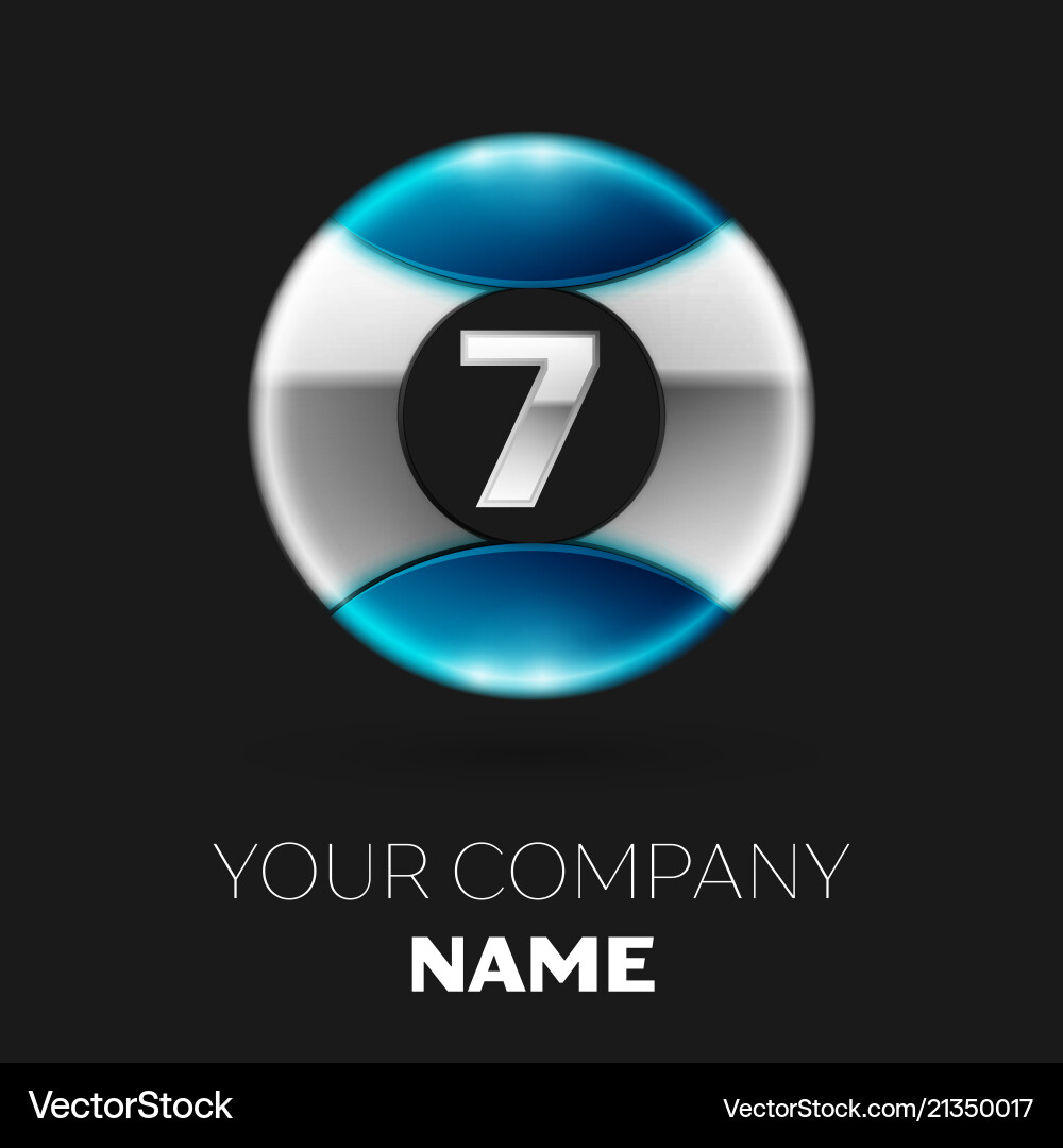Silver number seven logo in the silver-blue circle