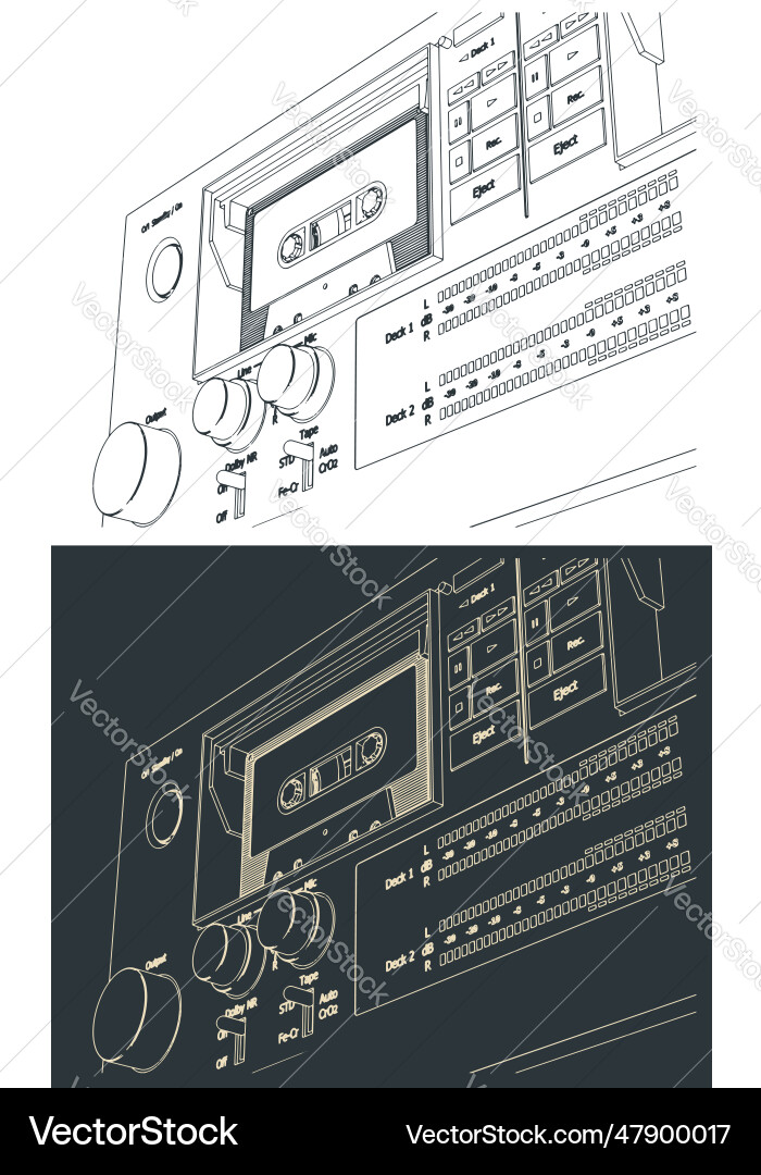 Tape recorder close up Royalty Free Vector Image