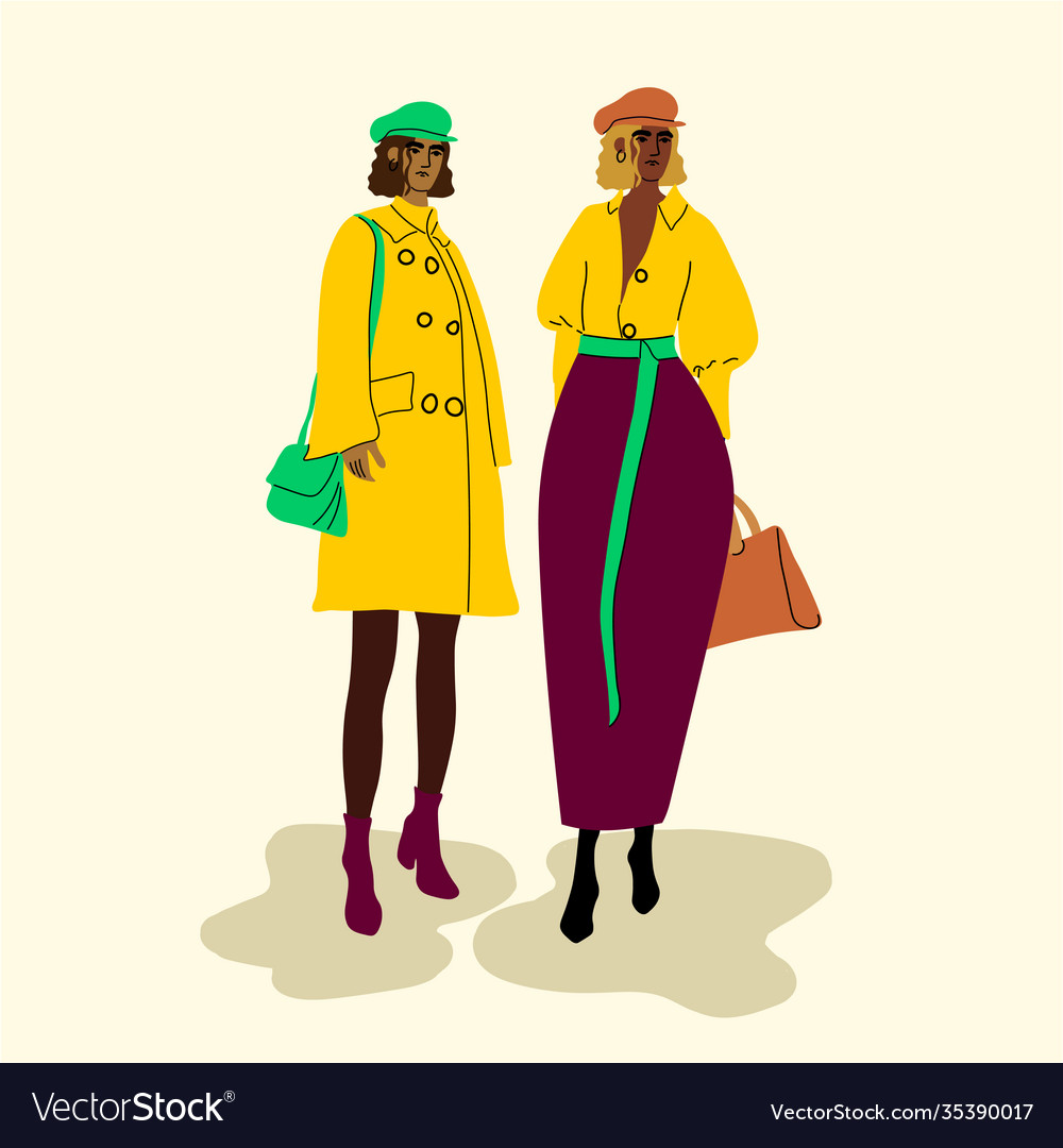 Two fashion women Royalty Free Vector Image - VectorStock