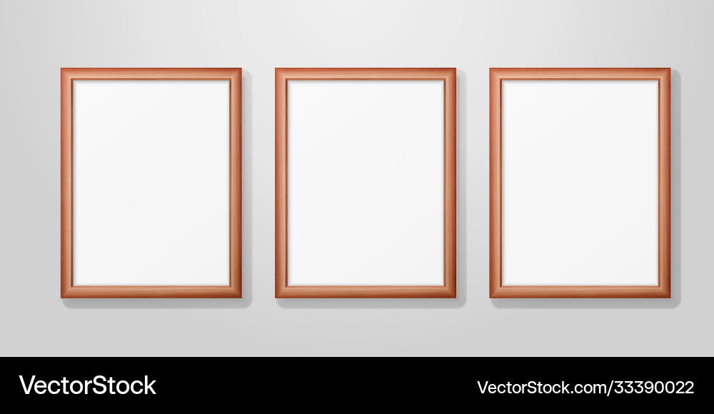 3d realistic three a4 brown wooden simple Vector Image