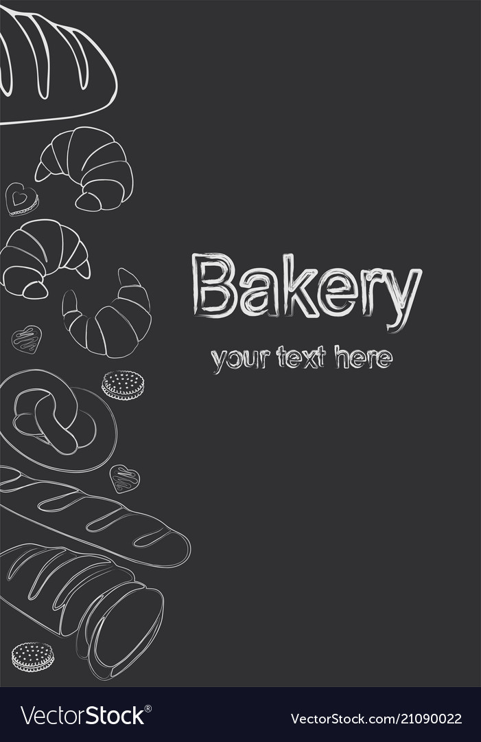 Bakery background linear graphic bread Royalty Free Vector