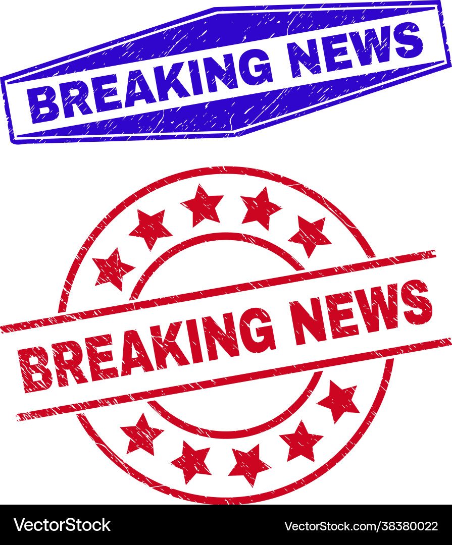 Breaking news textured watermarks in circle Vector Image