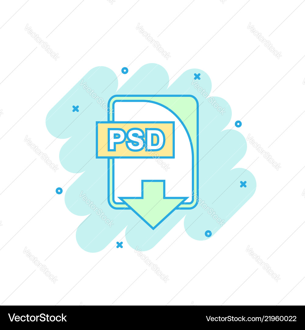 Cartoon colored psd file icon in comic style Vector Image