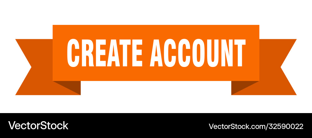 Create account ribbon paper band Royalty Free Vector Image