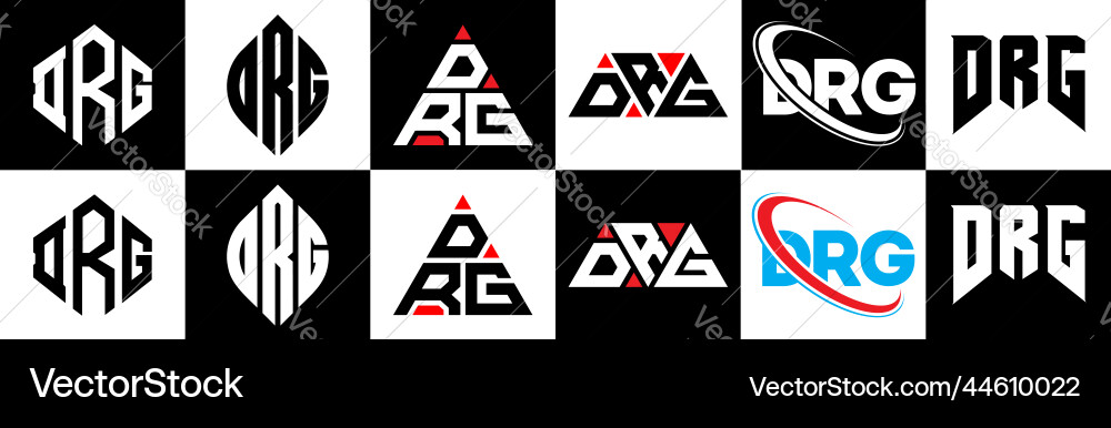 Drg letter logo design in six style polygon Vector Image