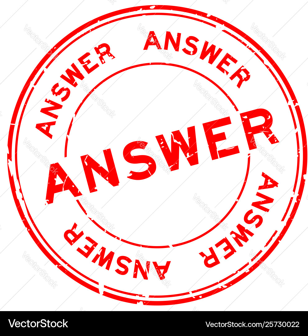 Grunge red answer word round rubber seal stamp Vector Image