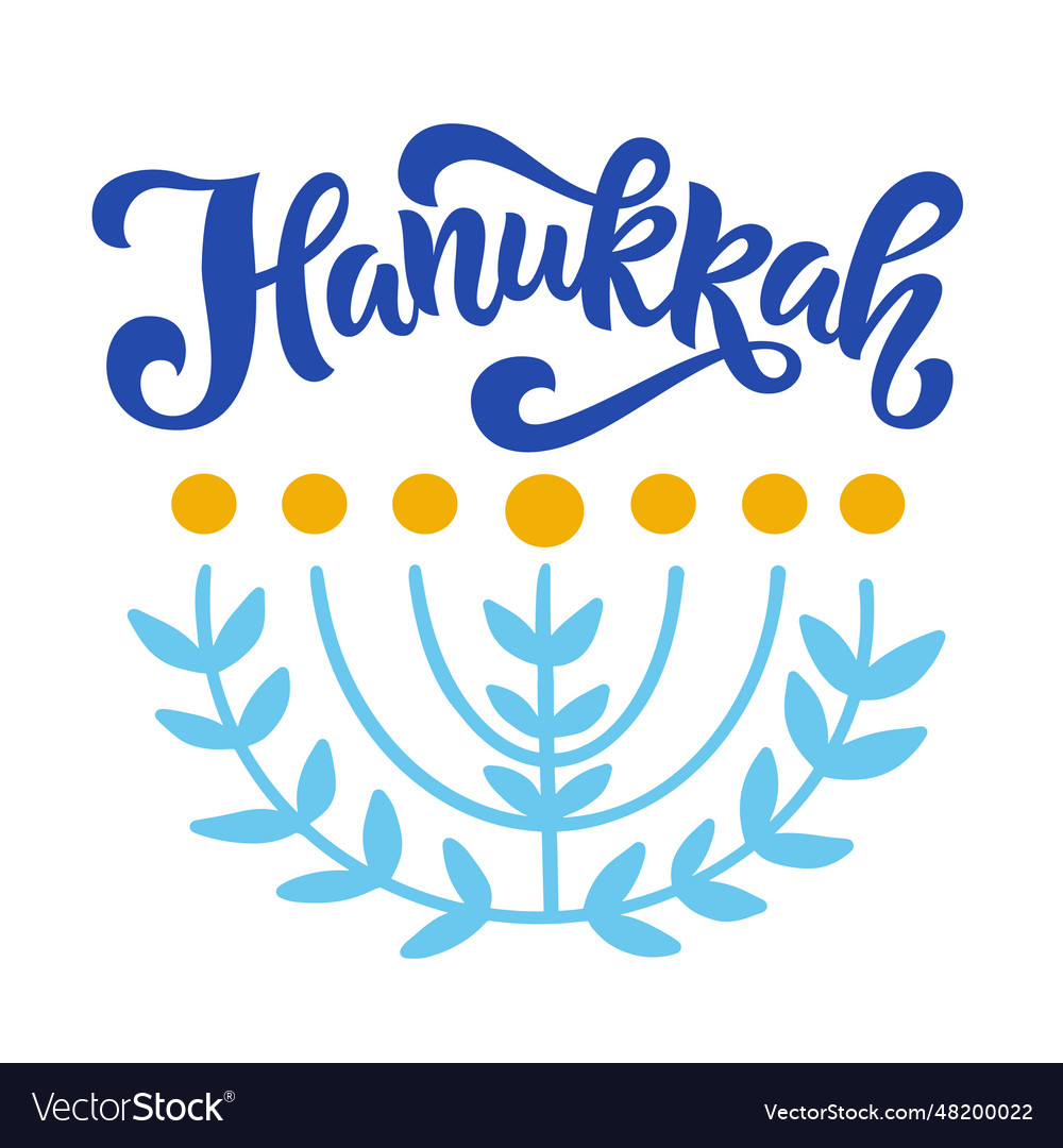 Happy hanukkah lettering greeting card menorah art