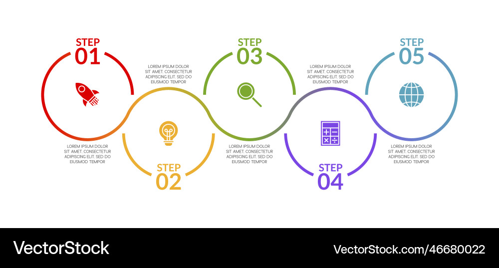 Infographics design template and icons with 5 Vector Image