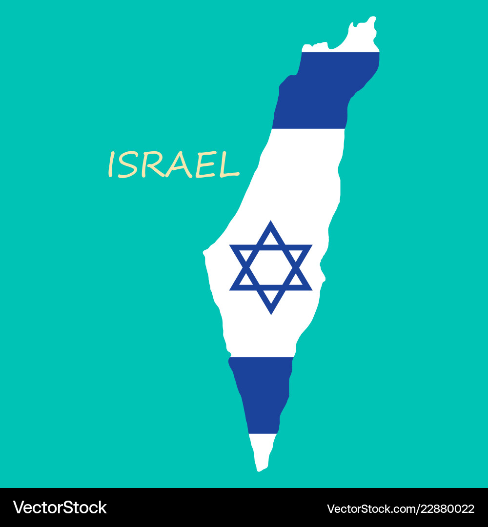 Israel map painted in color flag Royalty Free Vector Image