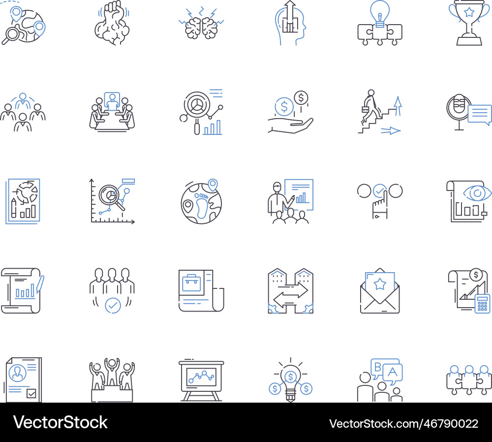 Population growth line icons collection Royalty Free Vector