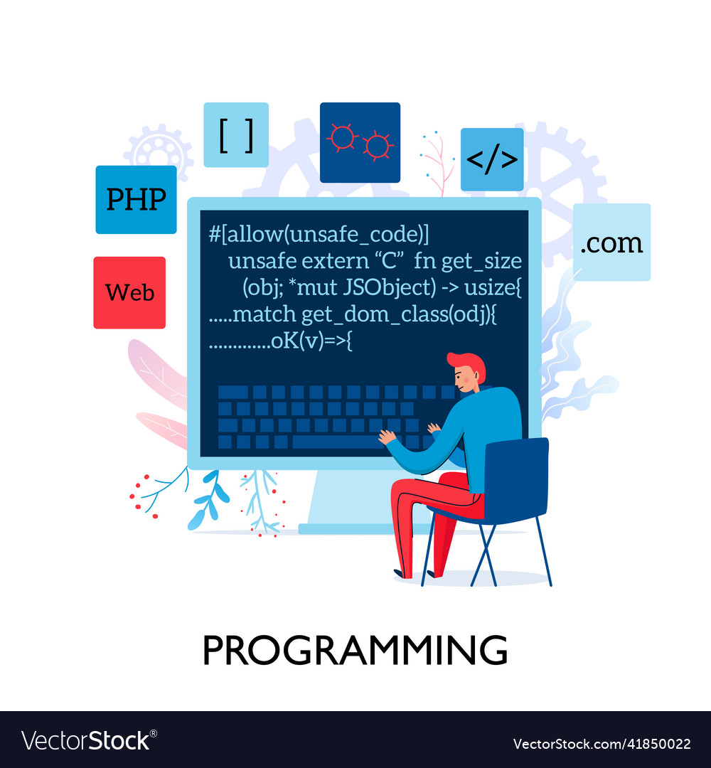 Programmer flat composition Royalty Free Vector Image