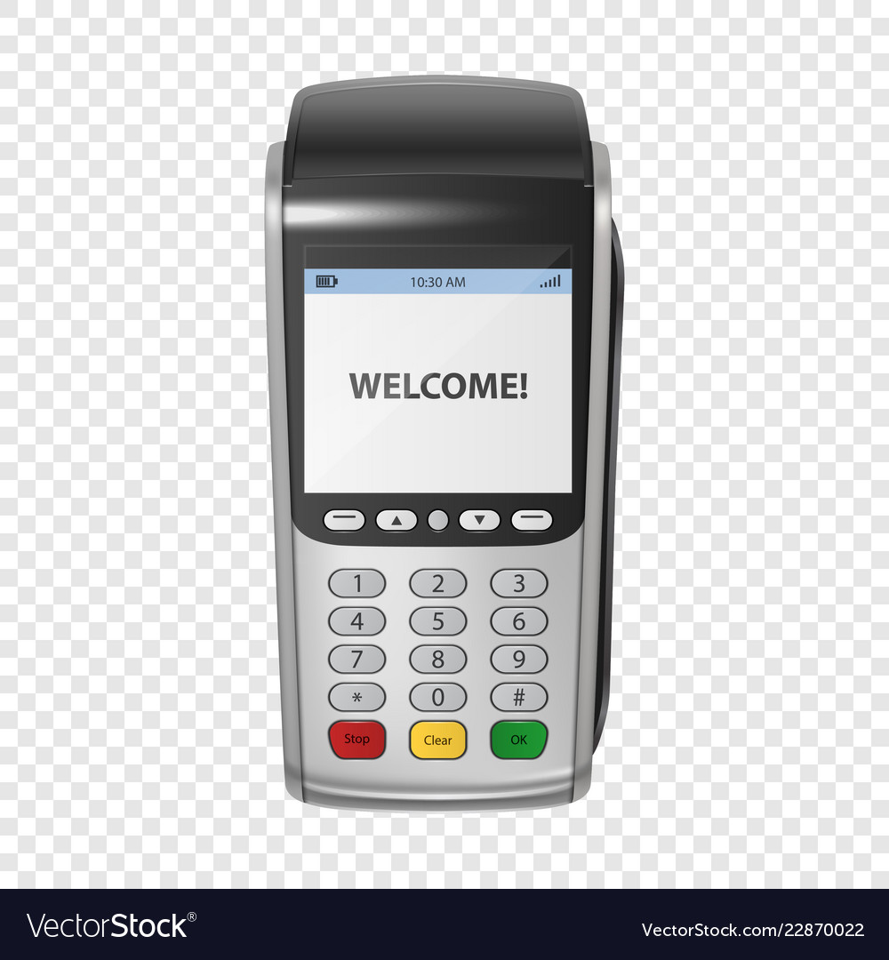 Realistic silver 3d payment machine pos Royalty Free Vector