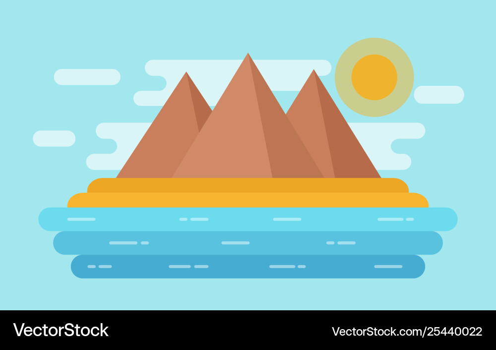 Sea landscape with sand beach mountains flat Vector Image