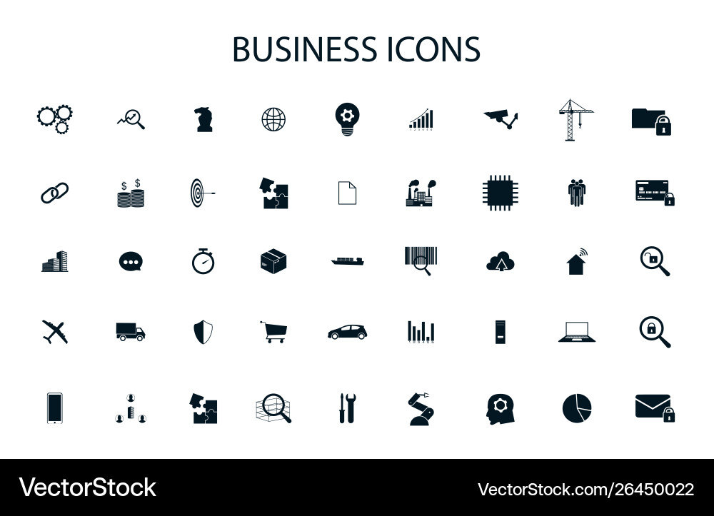 Simple business icons set for ui web design Vector Image