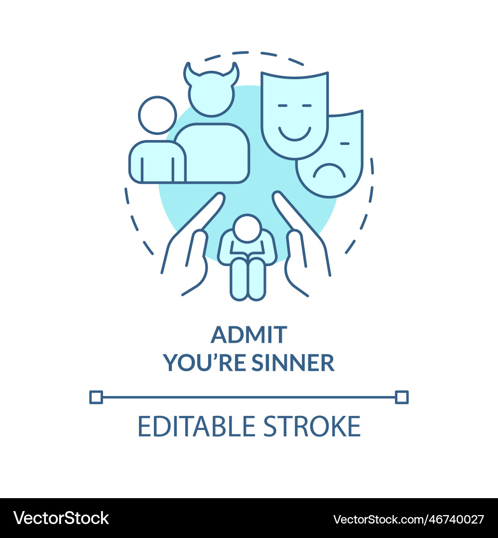 Admit you are sinner turquoise concept icon Vector Image