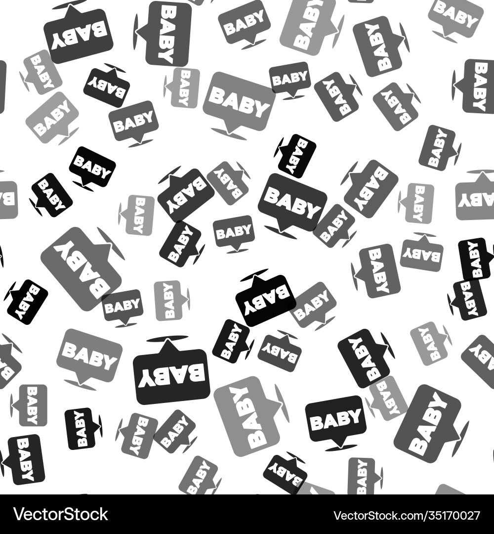 Black baby icon isolated seamless pattern on white