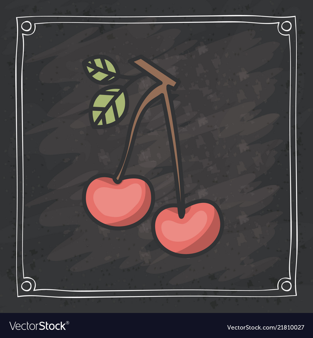 Cherry fruit inside frame design Royalty Free Vector Image