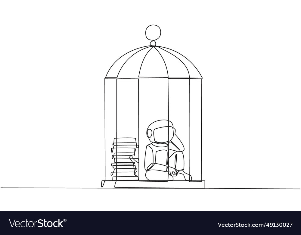 Continuous one line drawing astronaut trapped Vector Image Continuous one line drawing astronaut trapped Vector Image