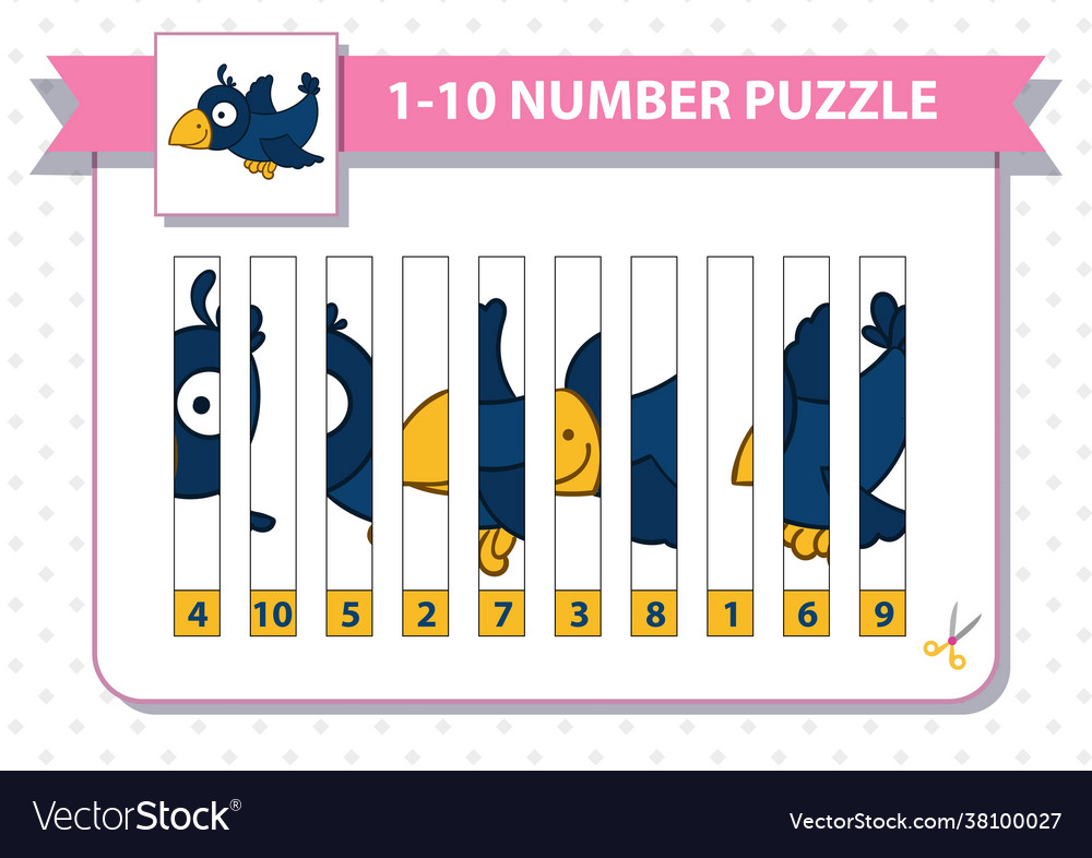 Counting number puzzle with cartoon rocket from 1 Vector Image