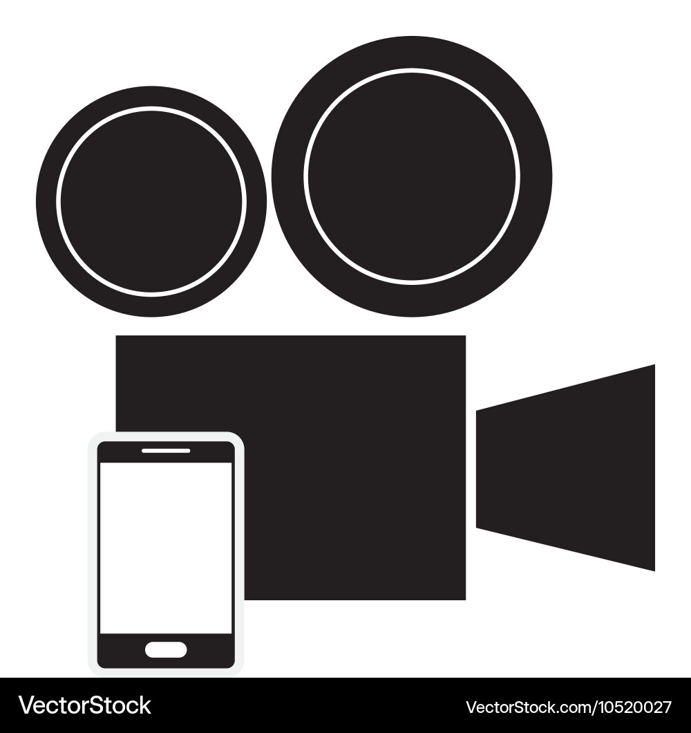Film projector and cellphone icon Royalty Free Vector Image