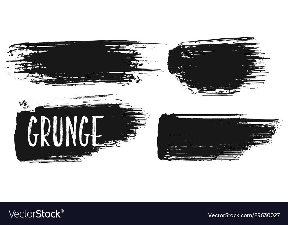 Four hand painted grunge brush strokes set Vector Image