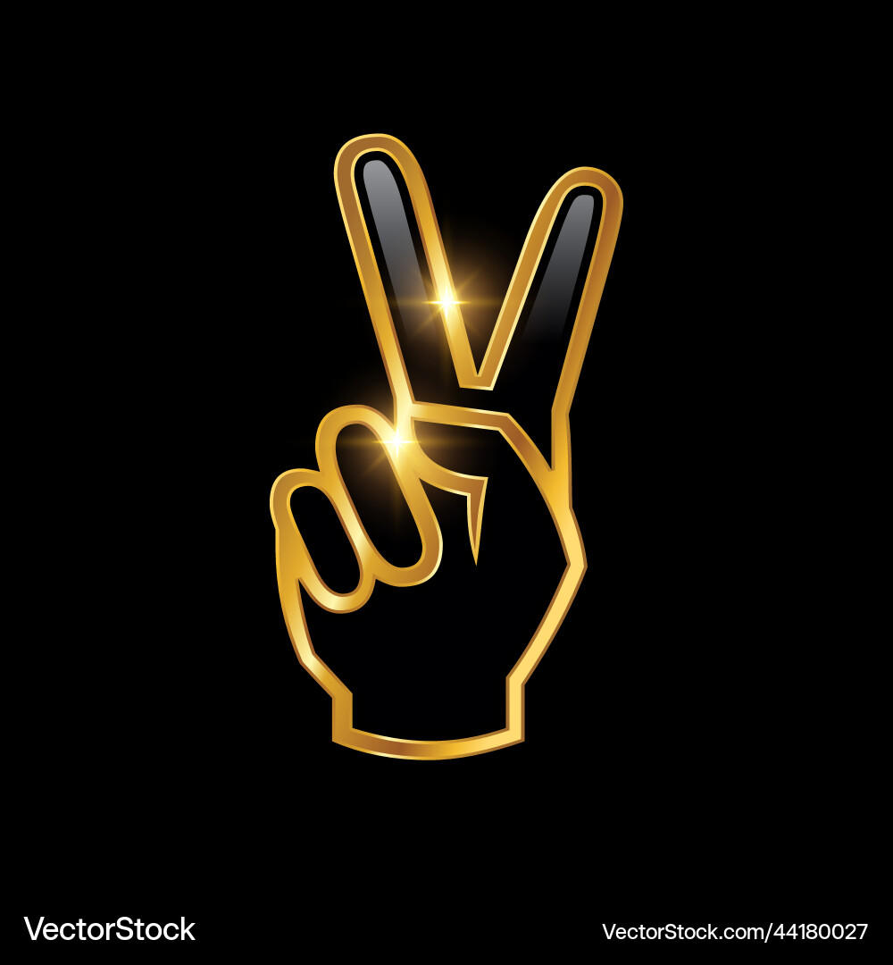 Golden peace hand sign Royalty Free Vector Image