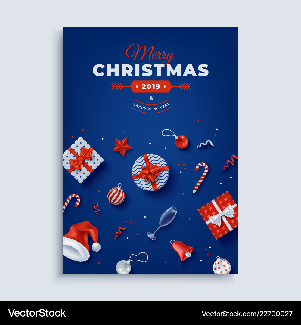 Merry christmas party layout poster template Vector Image