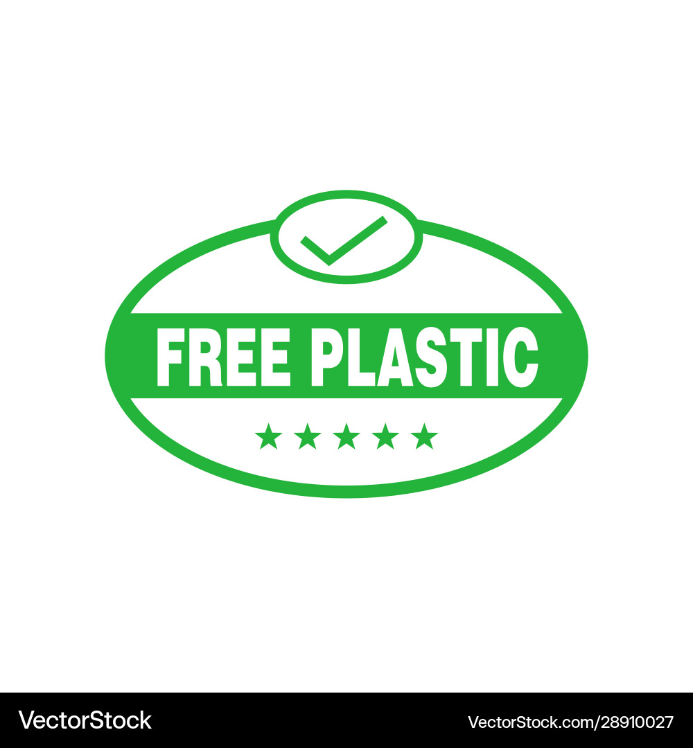 Plastic free green oval sticker eco friendly Vector Image