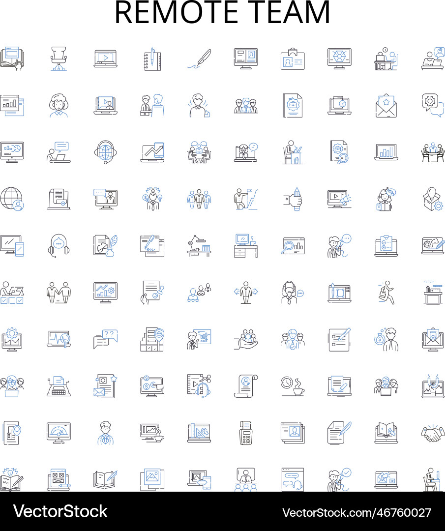 Remote team outline icons collection team Vector Image