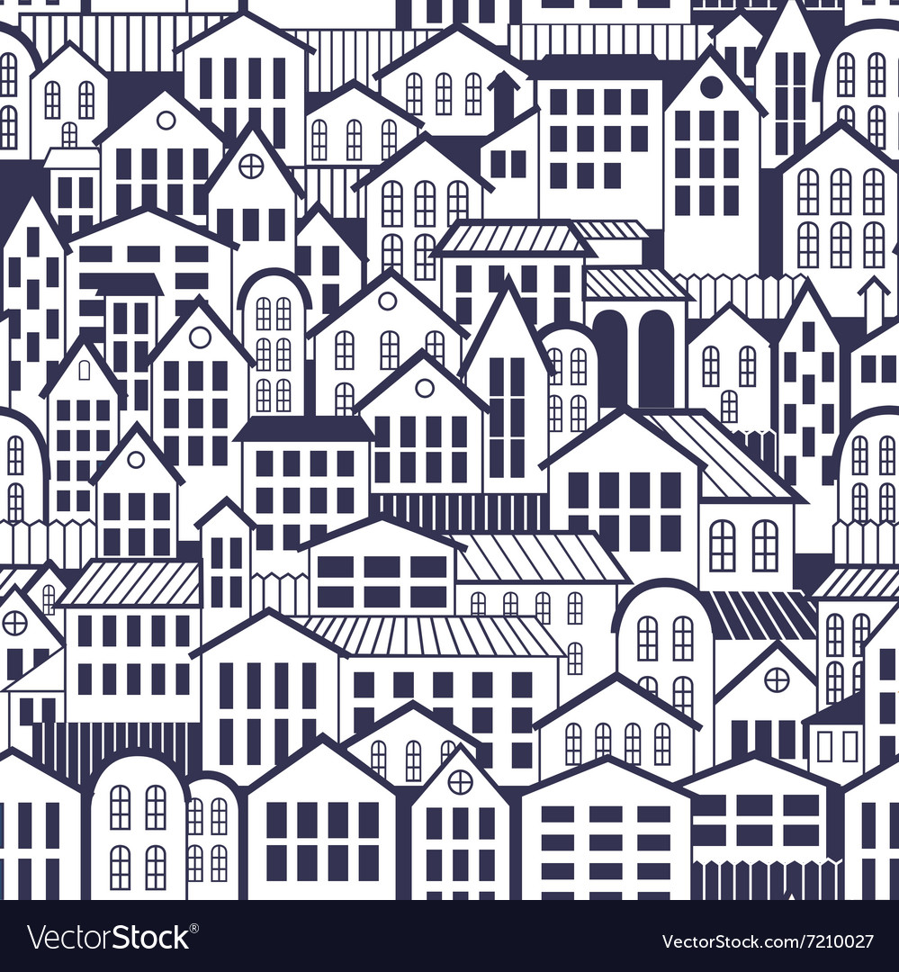 Seamless town pattern Royalty Free Vector Image