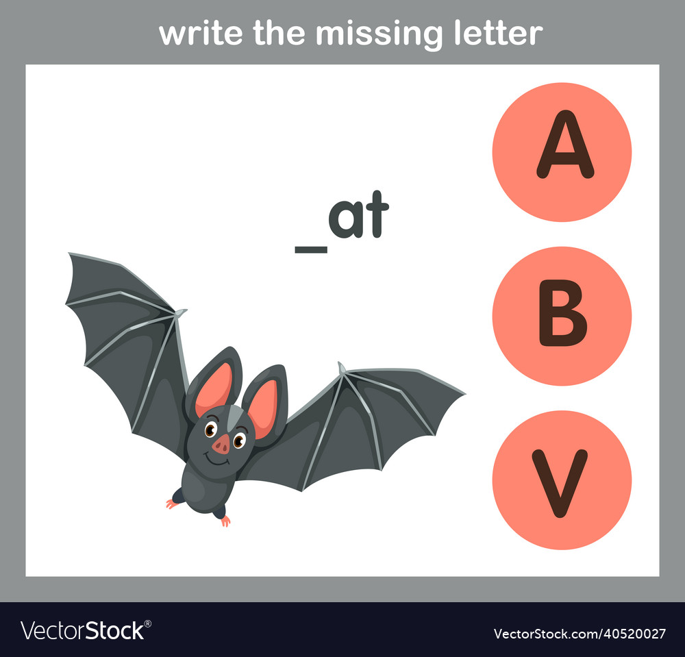 Write the missing letter Royalty Free Vector Image