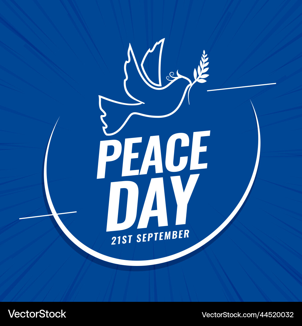 Abstract peace day banner with bird and olive Vector Image
