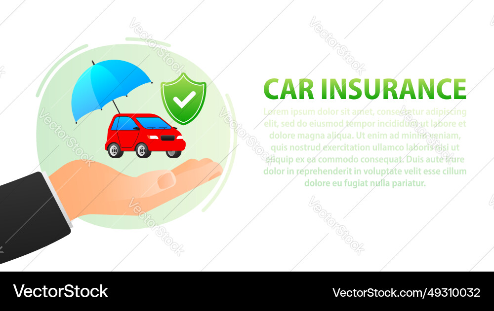 Car insurance concept with protection umbrella Vector Image