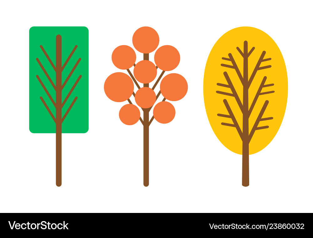 Cartoon style abstract trees isolated icons Vector Image