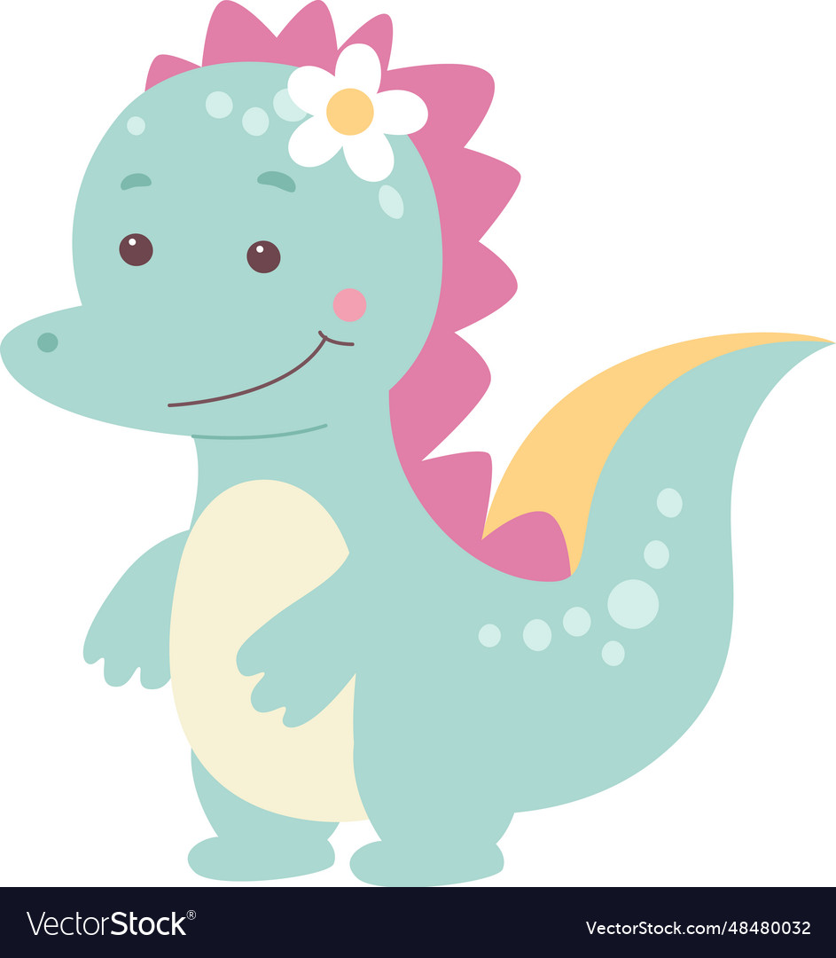 Childish girl dinosaur baby Royalty Free Vector Image