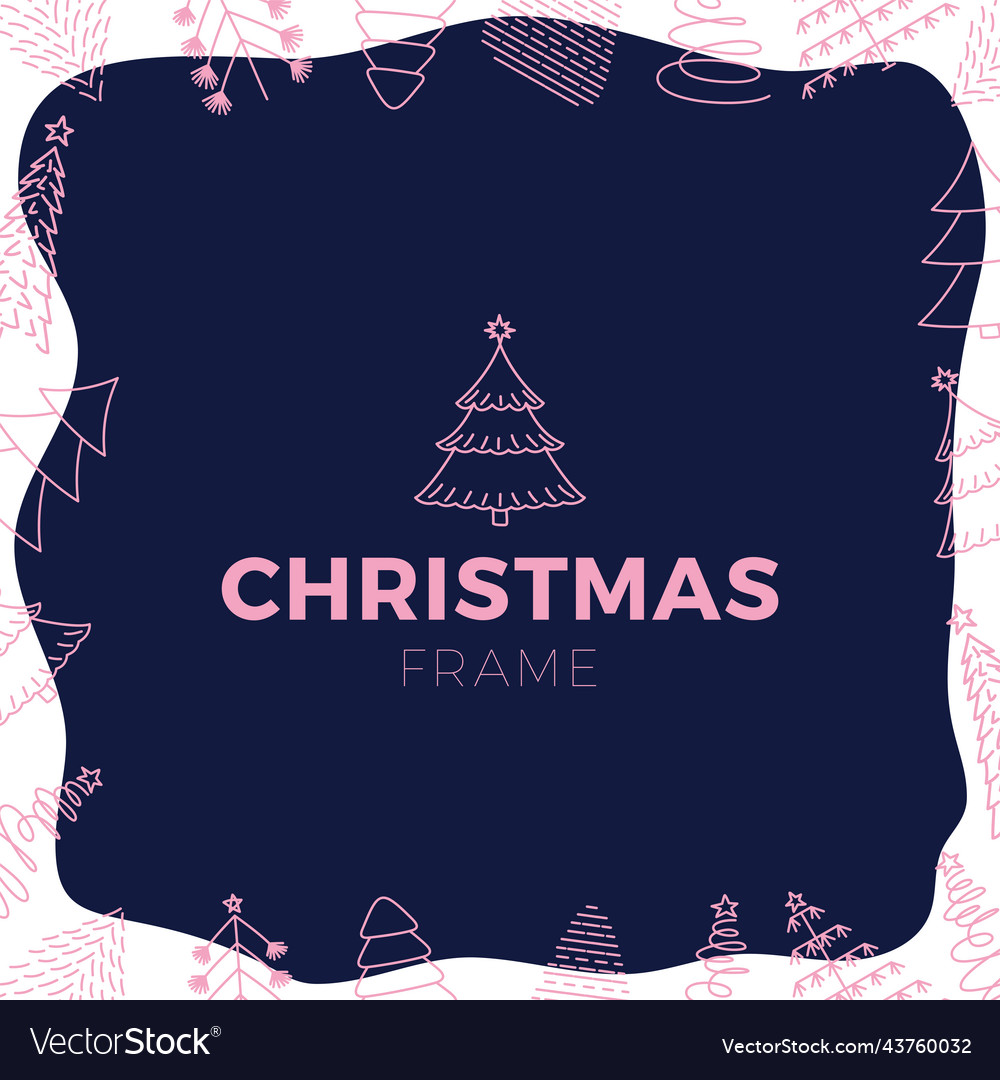 Christmas trees frame scribble Royalty Free Vector Image