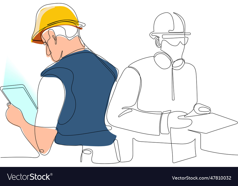 Construction manager and engineer working Vector Image