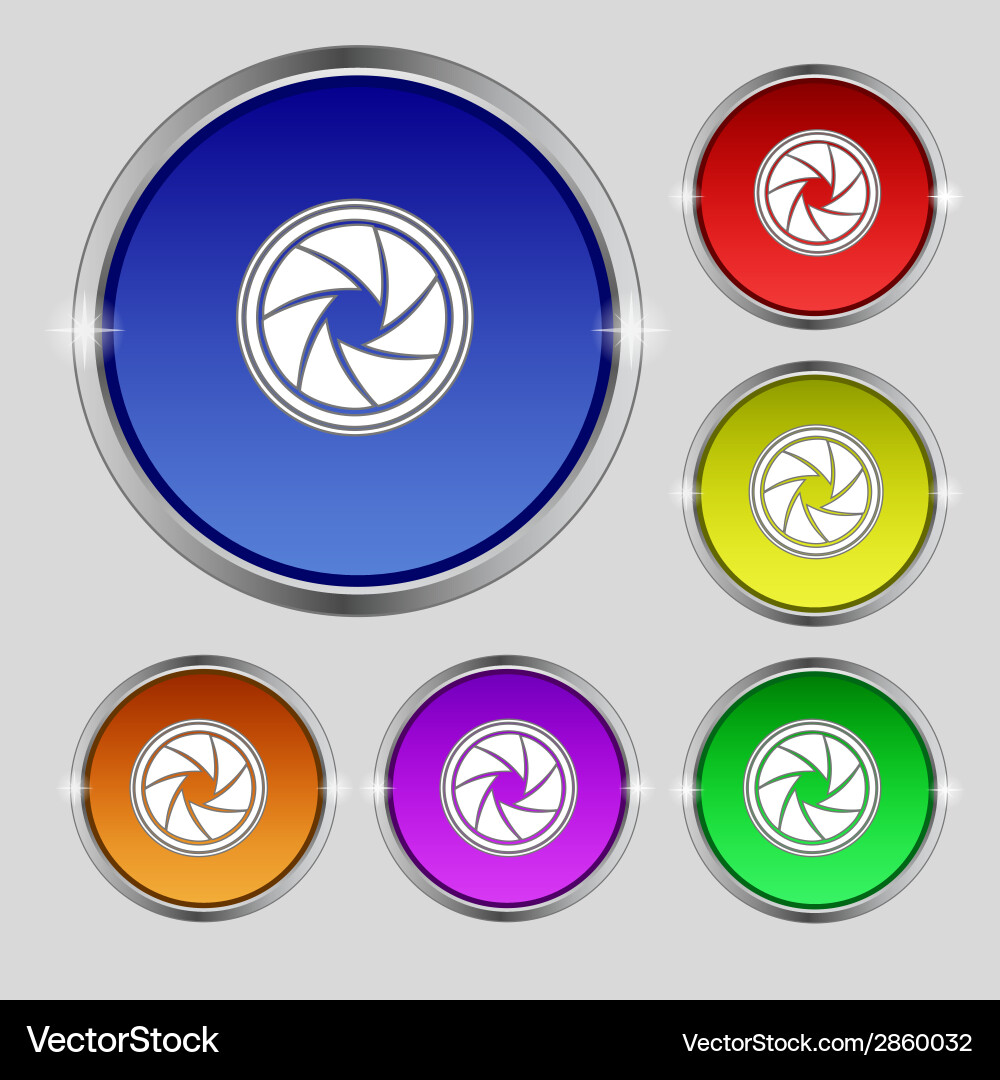 Diaphragm icon aperture sign set colourful buttons