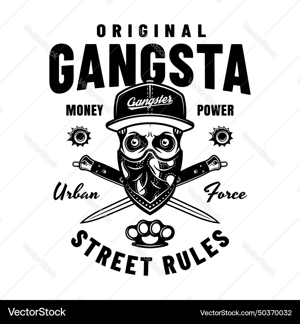 Gangster emblem in monochrome style Royalty Free Vector