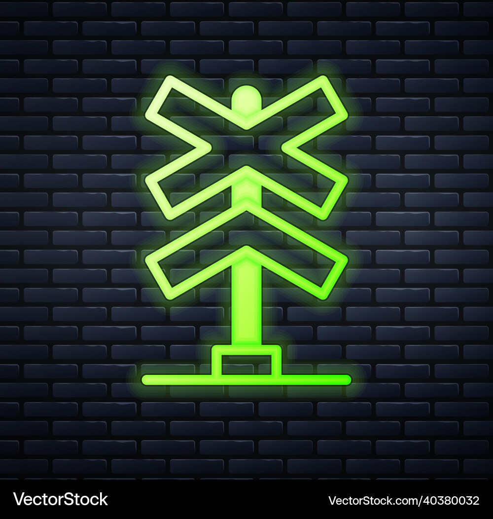Glowing neon railroad crossing icon isolated Vector Image