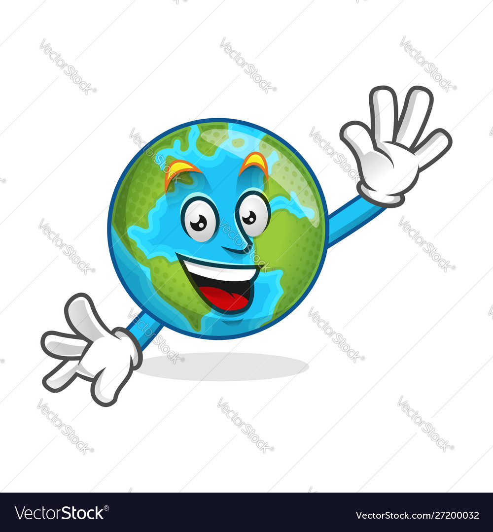 Greeting earth mascot character Royalty Free Vector Image Greeting earth mascot character Royalty Free Vector Image