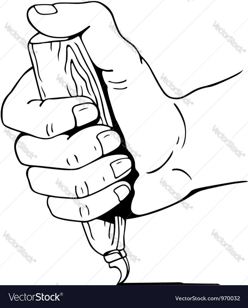 Hand with scratching tool Royalty Free Vector Image